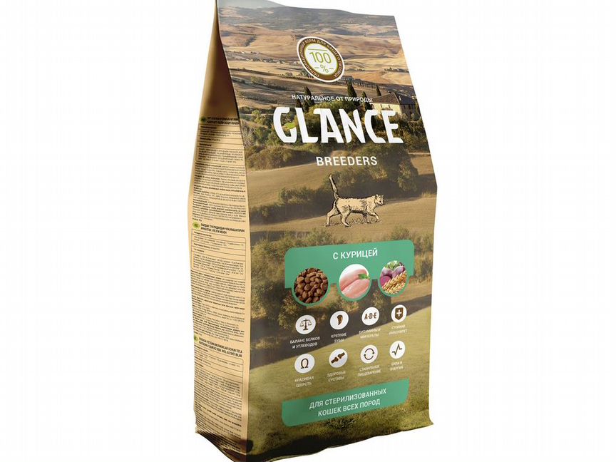 Корм Glance для стерилизованных кошек. До 07.24