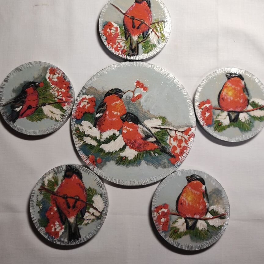 Подставочкиподгорячее.Декупаж.Набор 6 шт