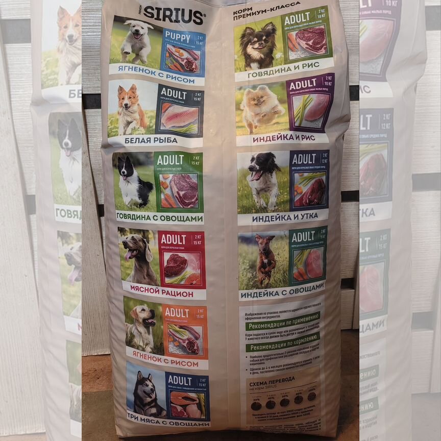 Корм для собак сириус 20кг