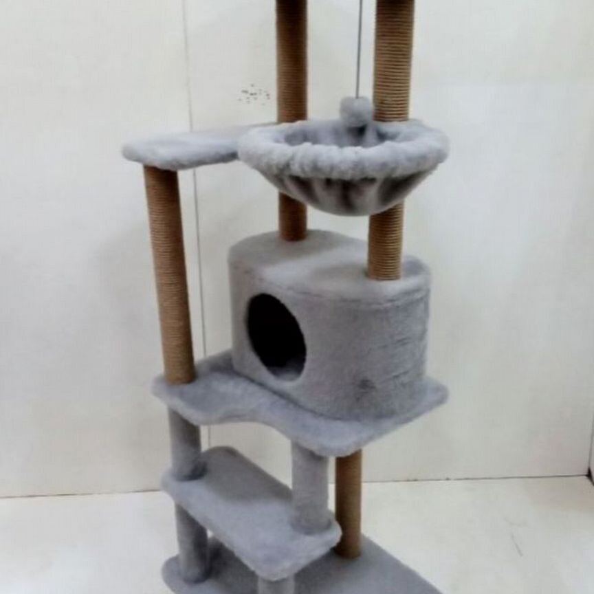 Милый домик когтеточка для кошки высота 155 см. серый (029) с гарантией