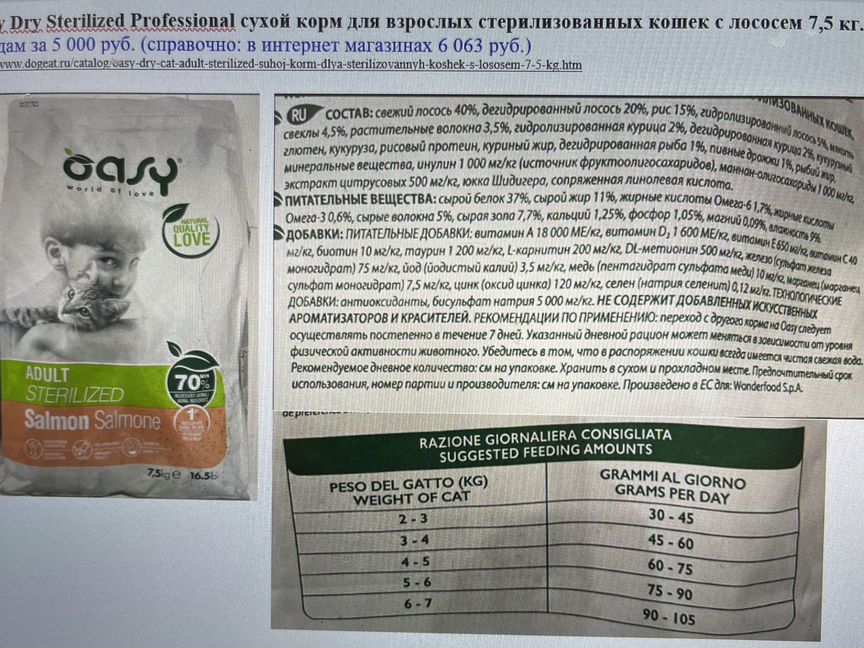 Корм для кошек Oasy Dry Sterilized Professional