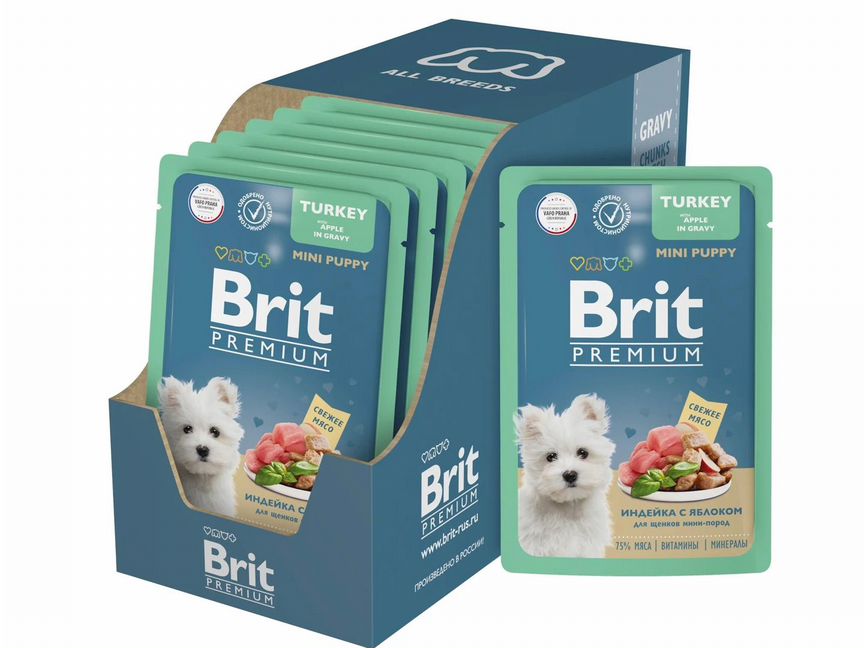 Brit Premium Пауч индейка с яблоком в соусе для ще