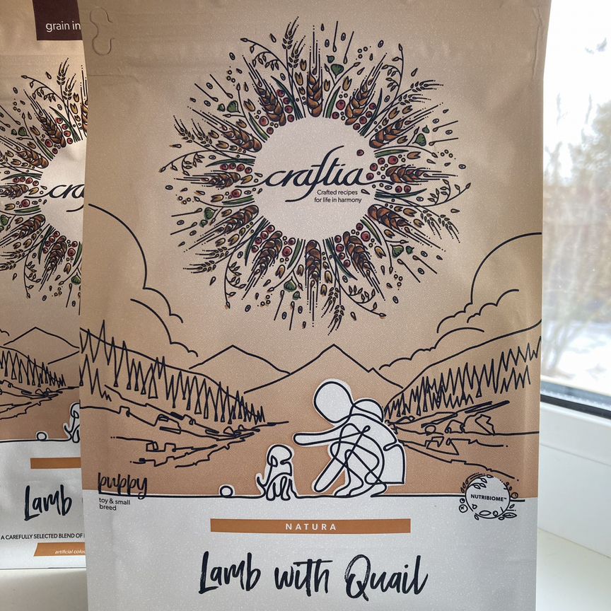 Craftia 640 g "Ягненок с перепелкой" для собак