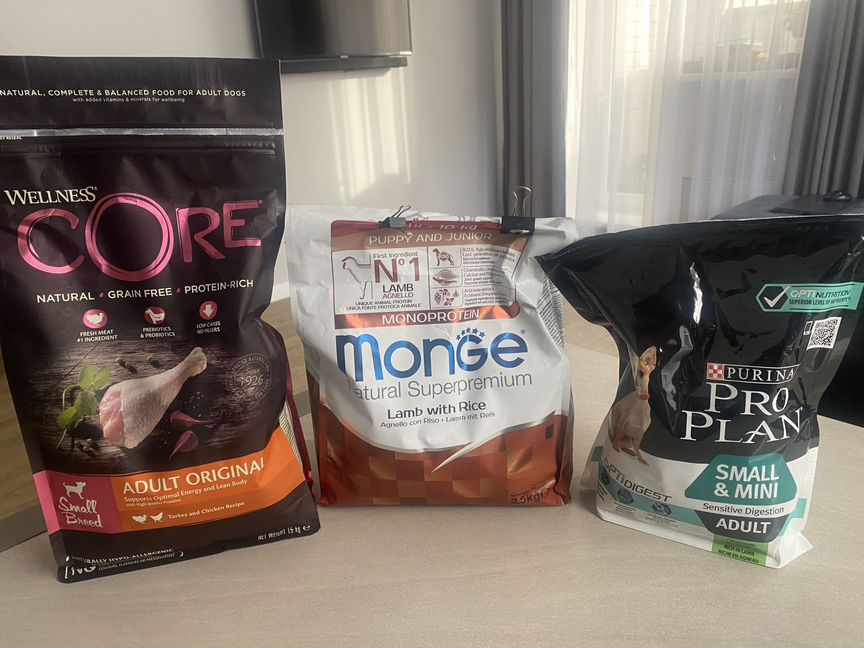 Корм для собак Monge, Wellnes Core, Pro plan