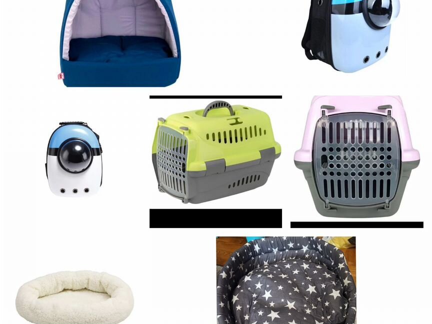 Переноски, домики, лежанки для кошек и собак