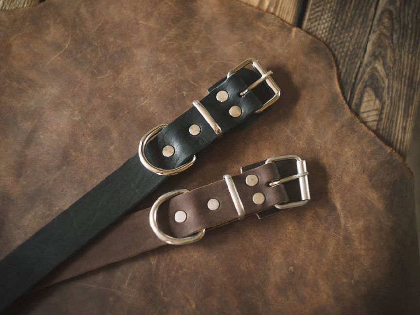 Ошейник для собак из кожи ручной работы
