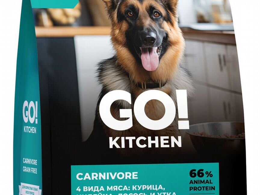 Корм GO kitchen 4 вида мяса: курица, индейка, лосо