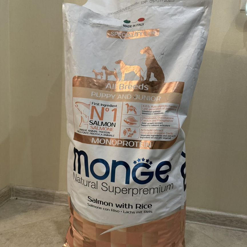 Корм для собак Monge 12 кг Лосось (Puppy, junior)
