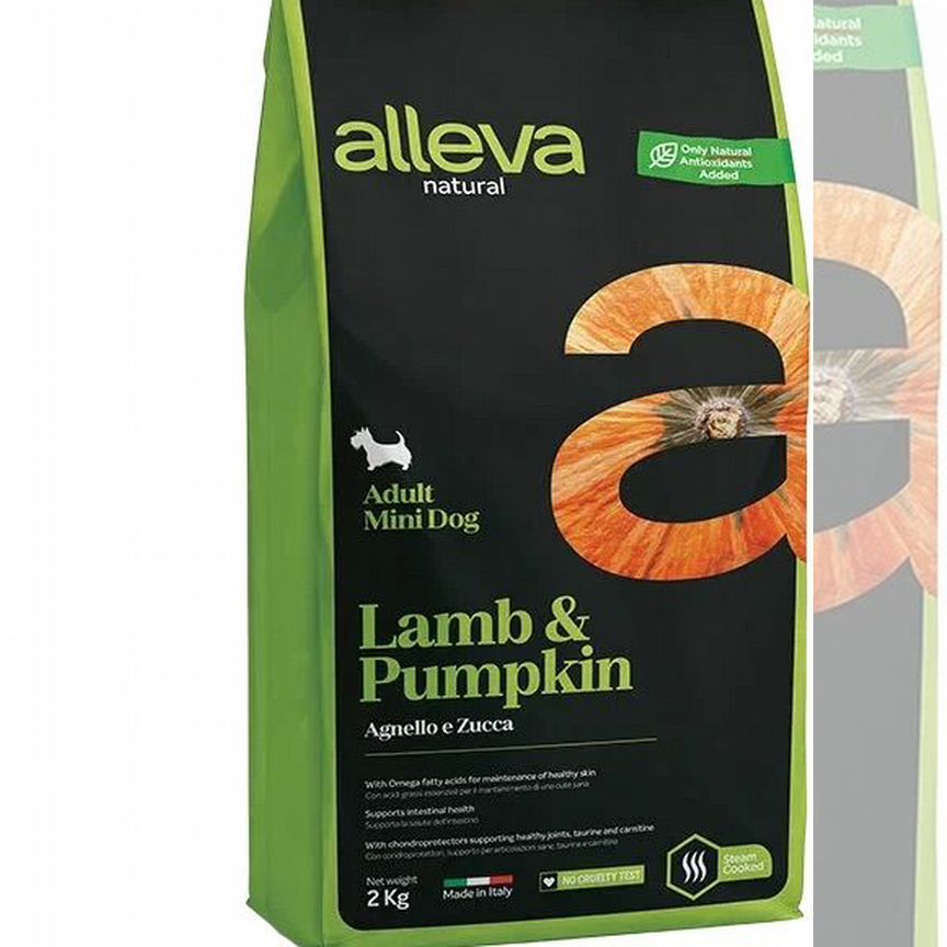 Корм alleva для собак adult mini lumb pumpkim