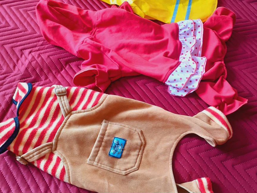 Новый дождевик и костюмчики бу для собаки