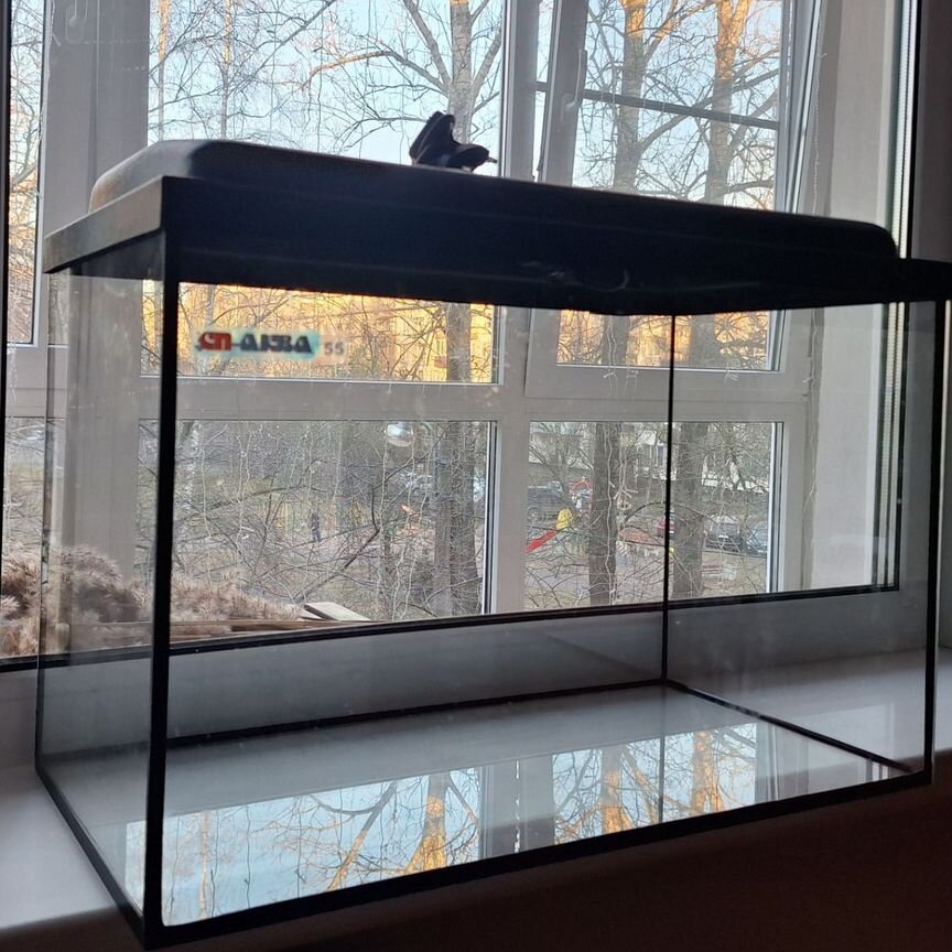 Аквариум новый 55 литров с крышкой и лампой