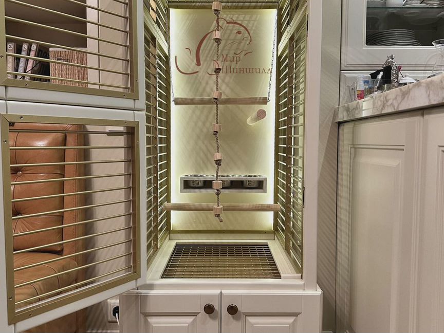 Клетка витрина для попугая "Жемчужина" Латунь