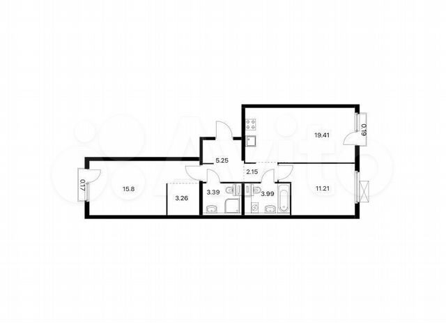 2 к квартира 64 8 м² 9 17 эт на продажу в Москве Купить квартиру
