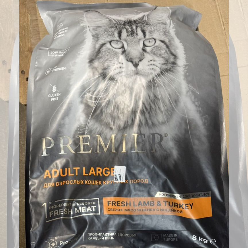 Корм д/кошек крупных пород Premier с ягненком 8 кг