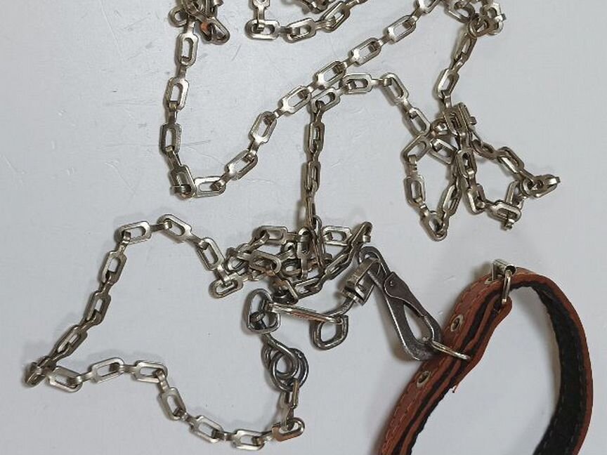 Ошейник с металлическим поводком