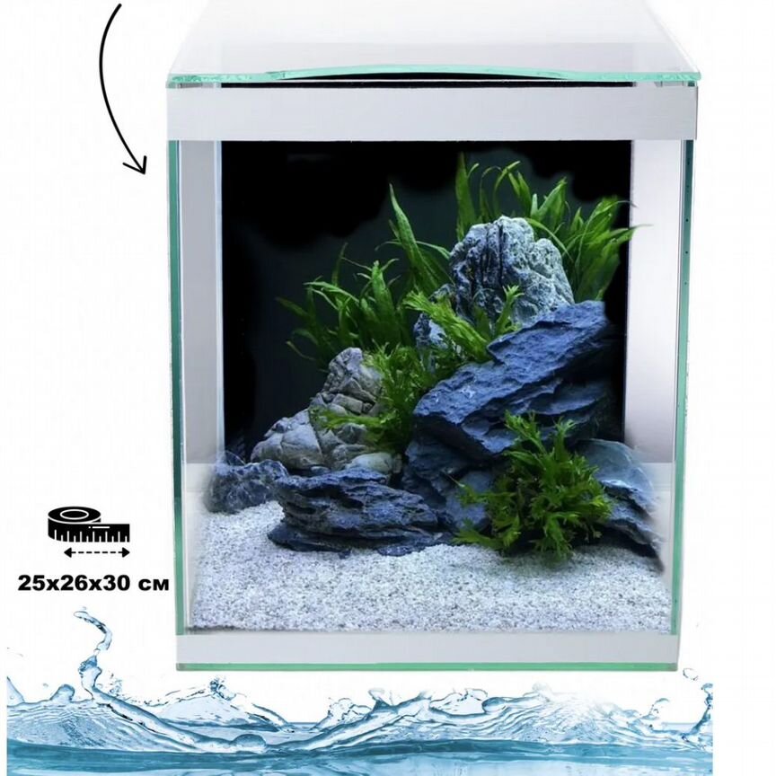 Аквариум куб с фоном и крышкой 19 литров