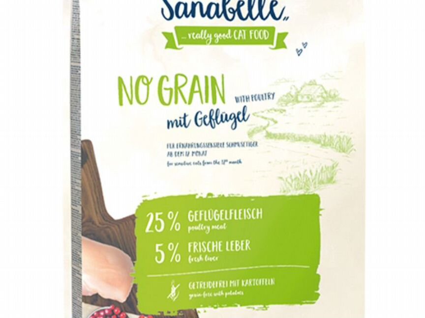 Корм Sanabelle No Grain (Птица) для кошек, 10 кг