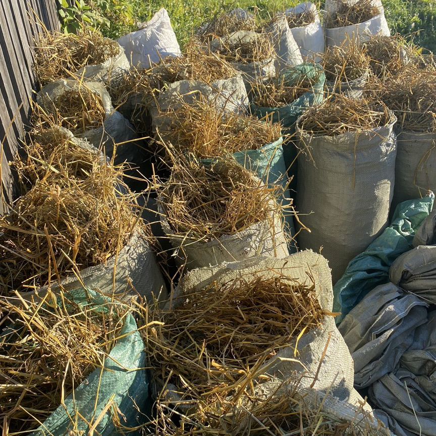 Солома в мешках