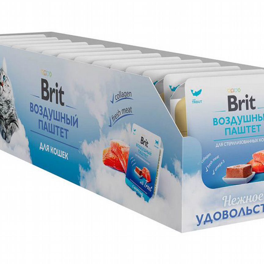 Воздушный паштет brit premium форель, 100 г x 14 ш