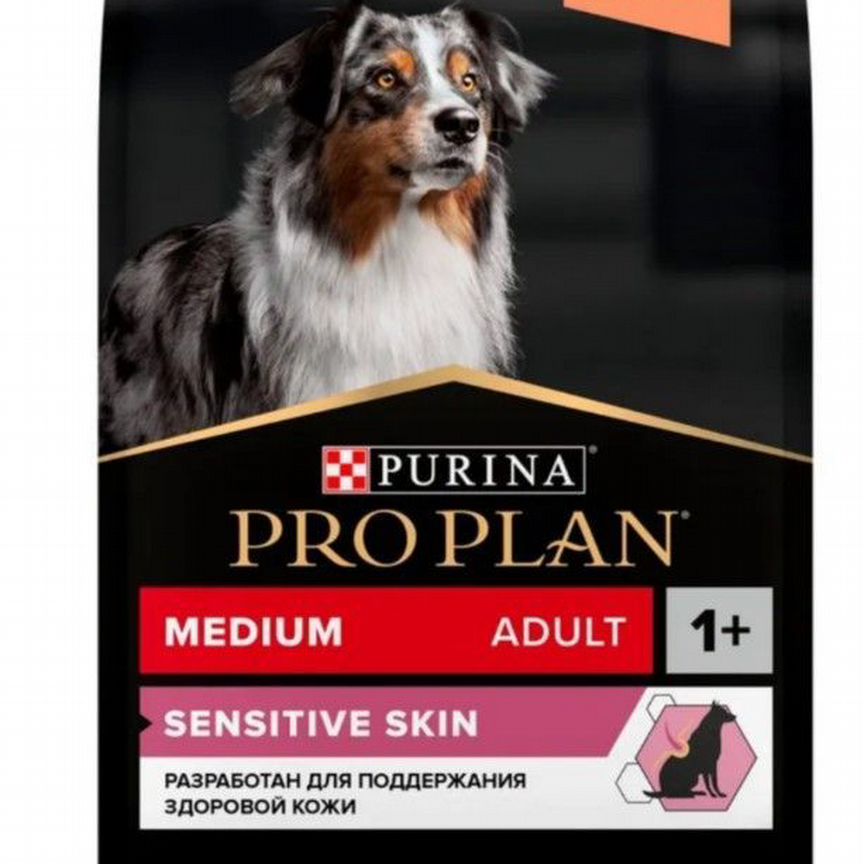 Корм для собак pro plan sensetive skin 3 кг medium