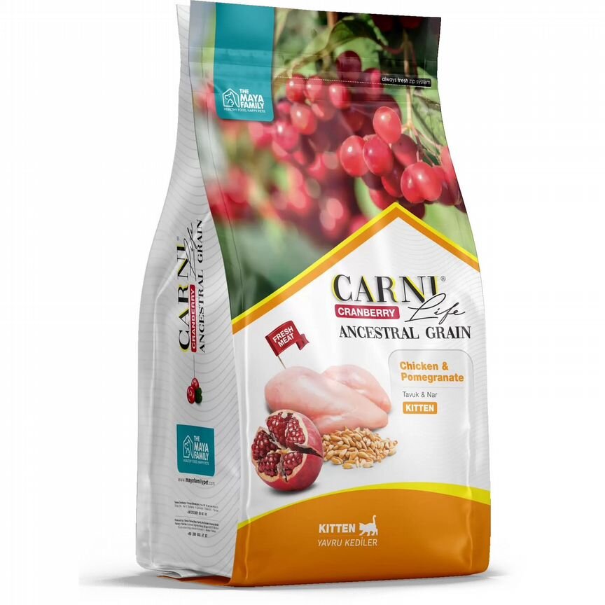 Сухой корм carni life Kitten для котят с курицей, гранатом и клюквой - 1,5 кг