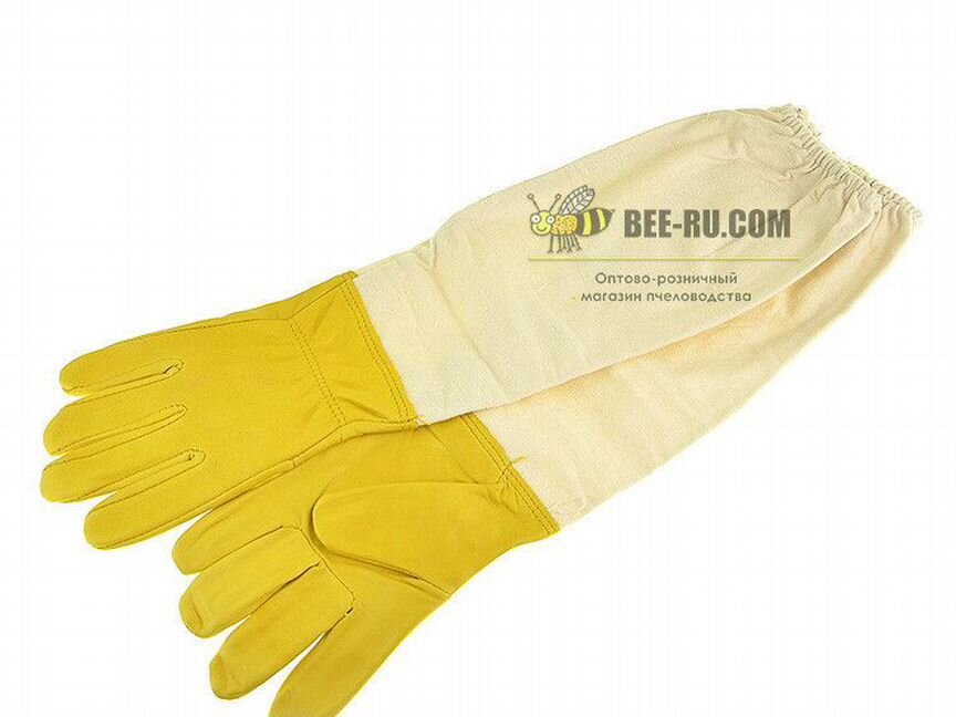 Перчатки пчеловода Beeland (желтая, кожа, лен)