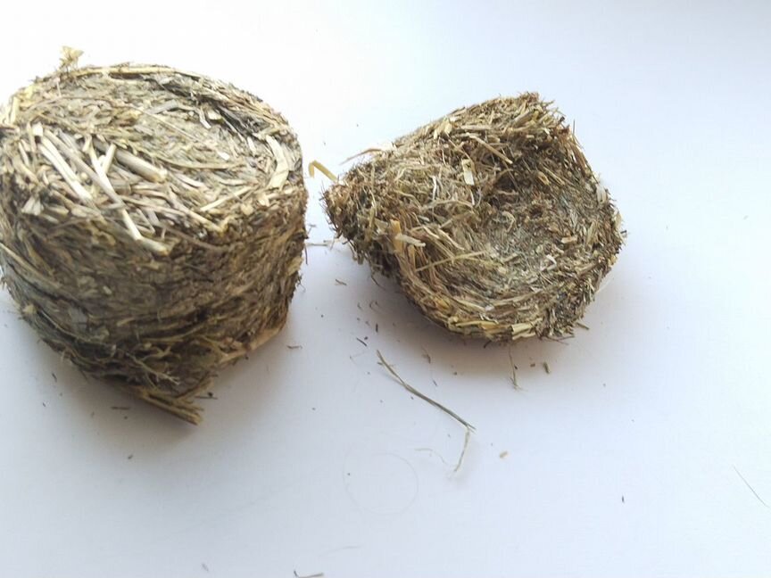 Прессованное сено и песок для птиц