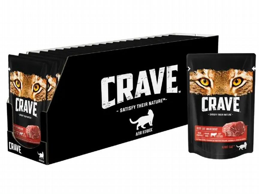 Паучи для кошек Crave говядина в желе