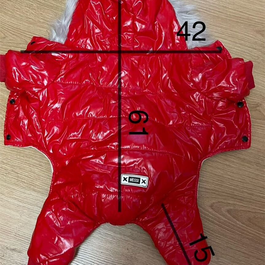 Красная лакированная куртка для собаки