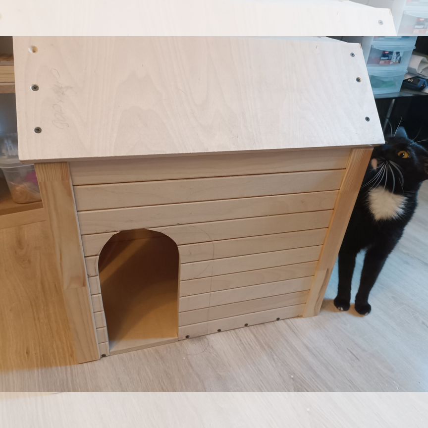 Будка-домик для кошек из фанеры