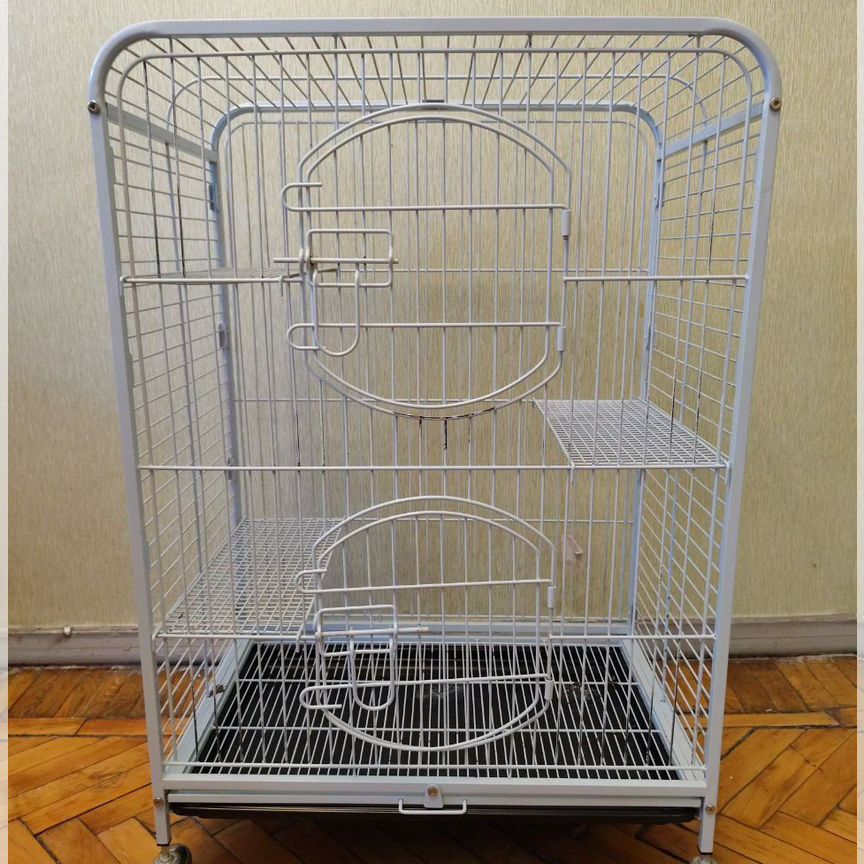 Клетка для грызунов серая железная решетчатая