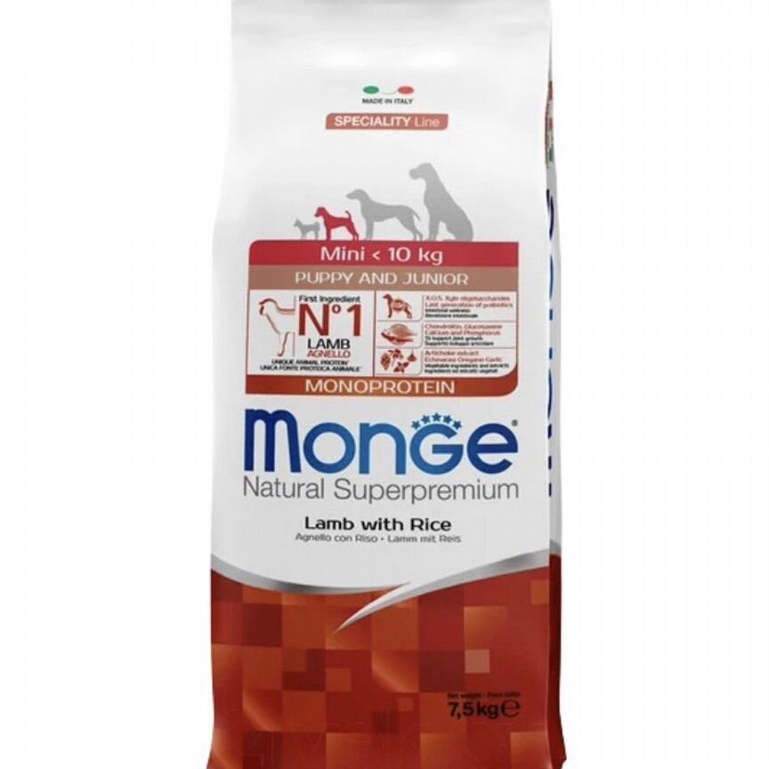 Корм для собак Monge для мелких пород с ягненком