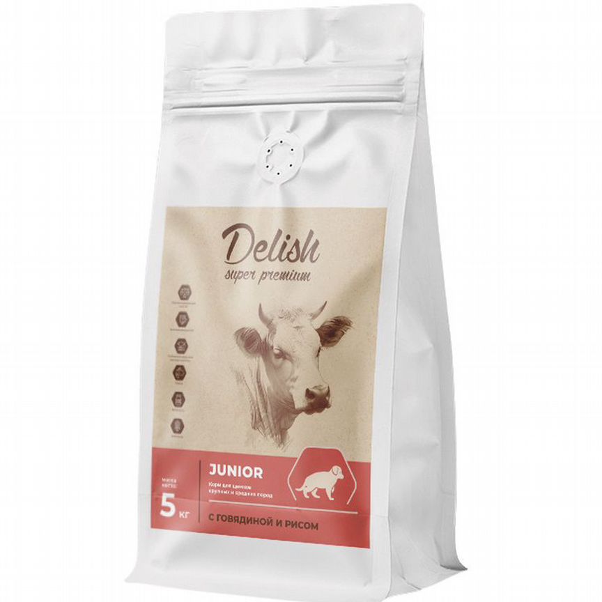 Сухой корм delish для щенков средних пород - 5 кг