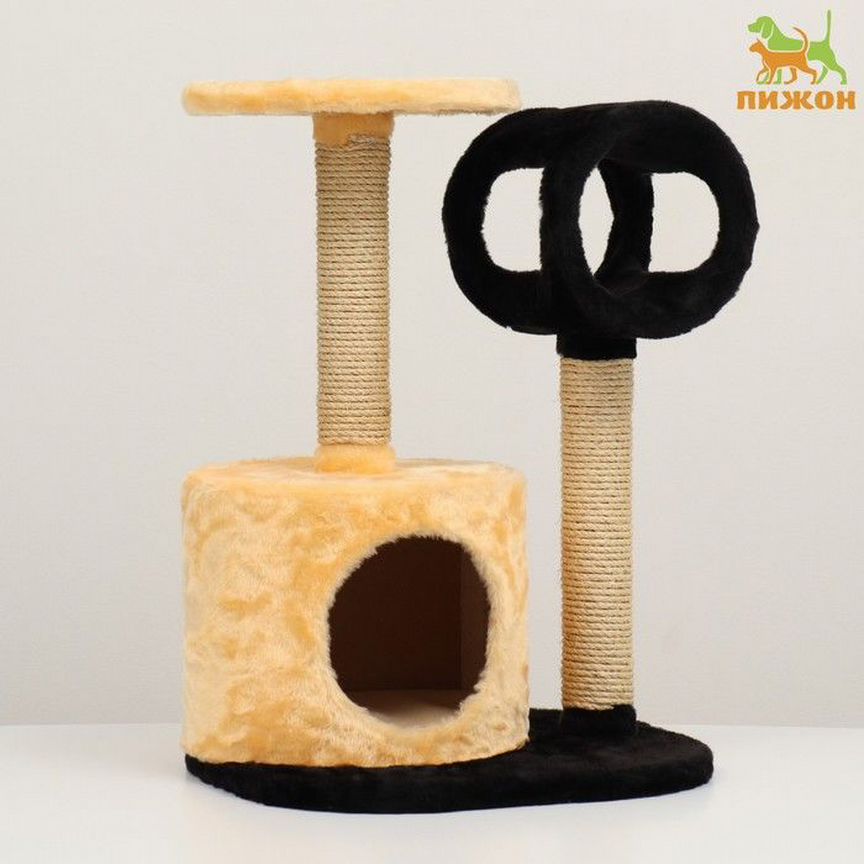 Дом-когтеточка с полкой и трубой, 42 х 40 х 75 см