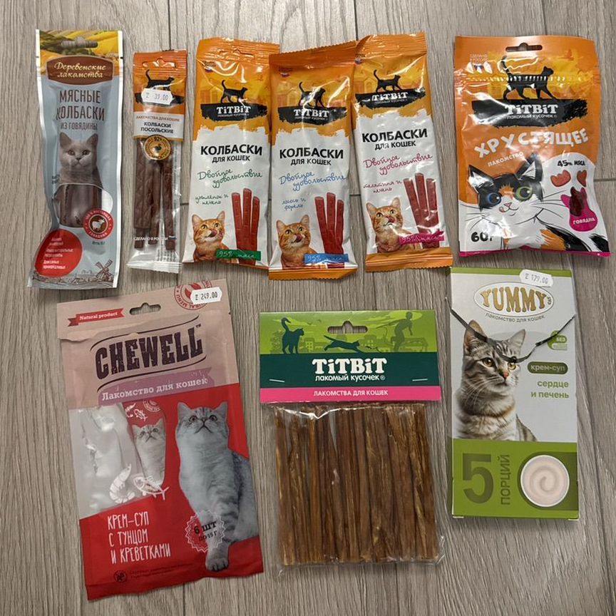 Лакомства для кошек 9шт Titbit, Chewell, Yummy