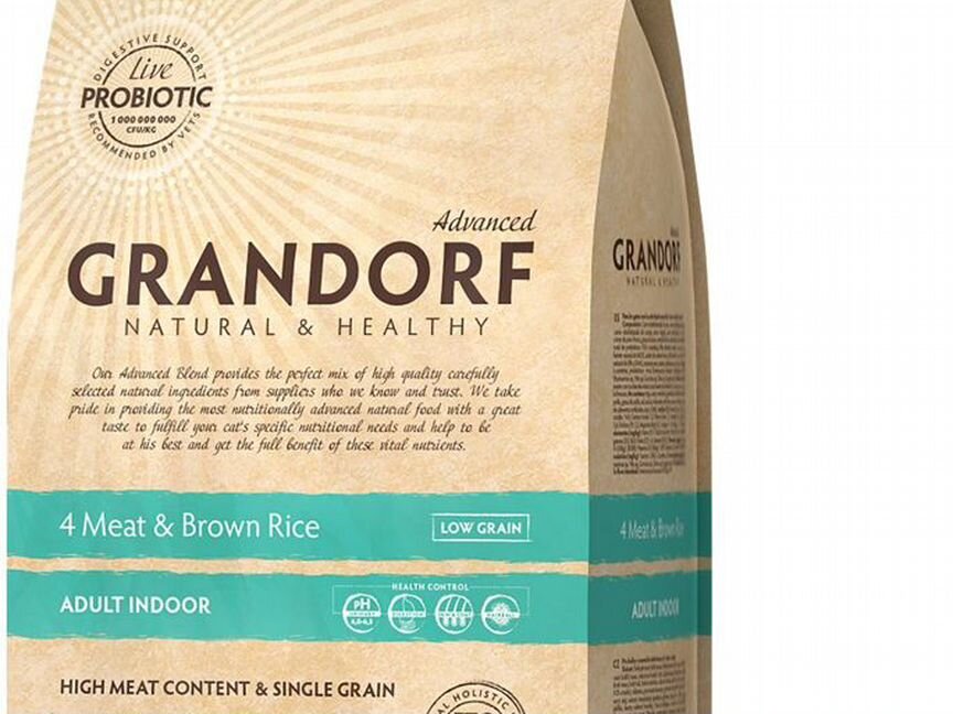 Grandorf для кошек 2 кг 4 вида мяса бурый рис