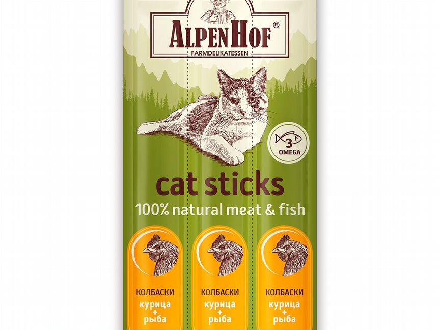 AlpenHof лакомство Колбаски с мясом курицы и рыбы