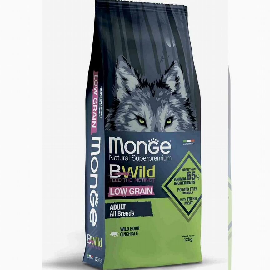 Корм д/соб Monge Dog BWild Low Grain Adult (кабан)