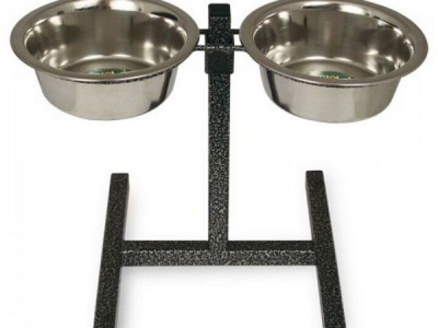 Миска мет 9033 1,6л*2шт на стойке регулируется по