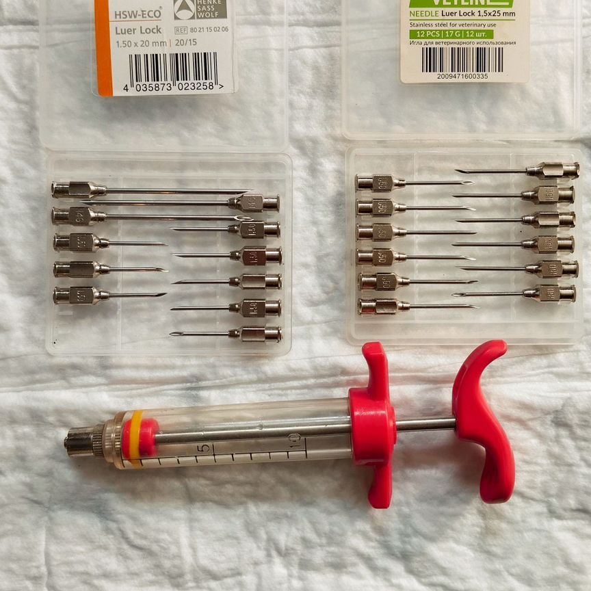 Шприц ветеринарный многоразовый 10 мл с иглами