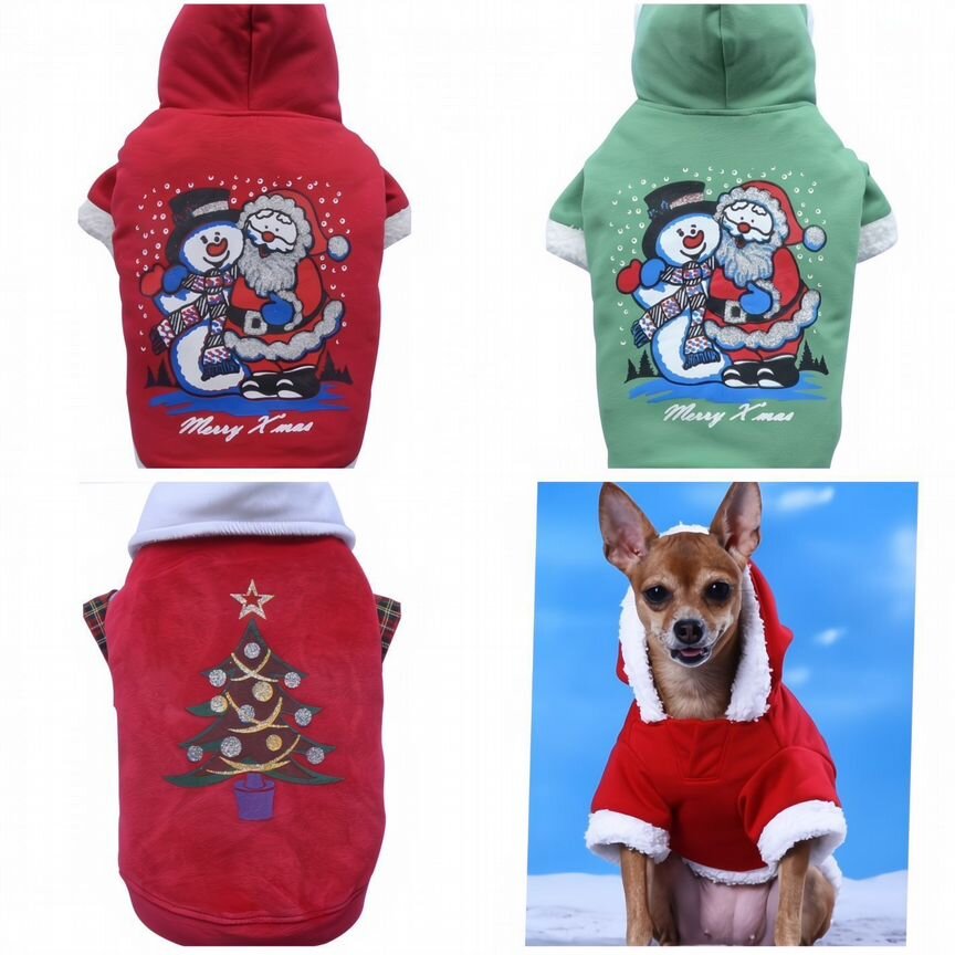 Толстовки для собак с новогодним принтом (XS, S)
