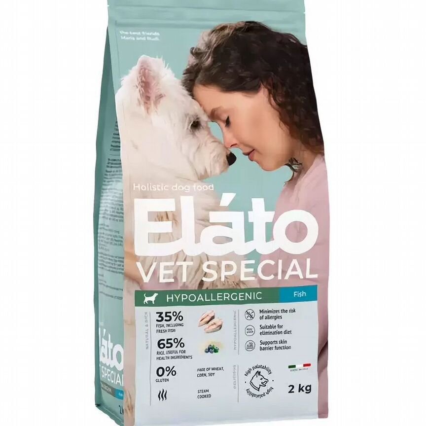 Сухой корм Elato Holistic Vet Special Hypoallergenic для собак всех пород с рыбой - 2 кг