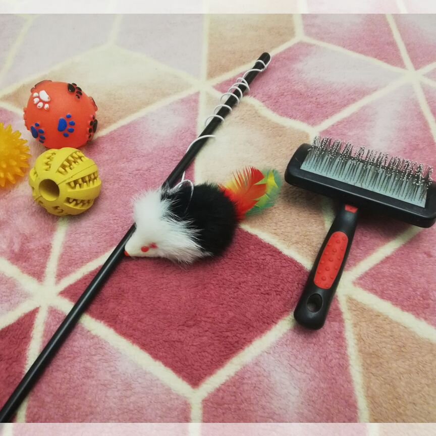 Щётка Удочка Мячики для кошек