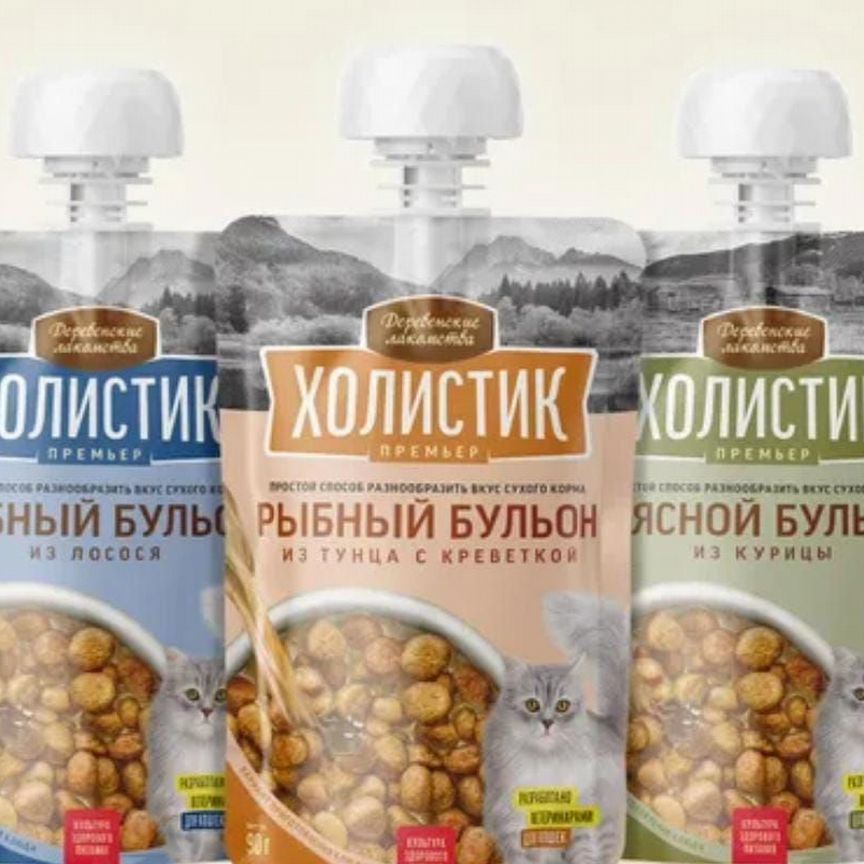 Деревенские Лакомства Холистик для кошек бульон
