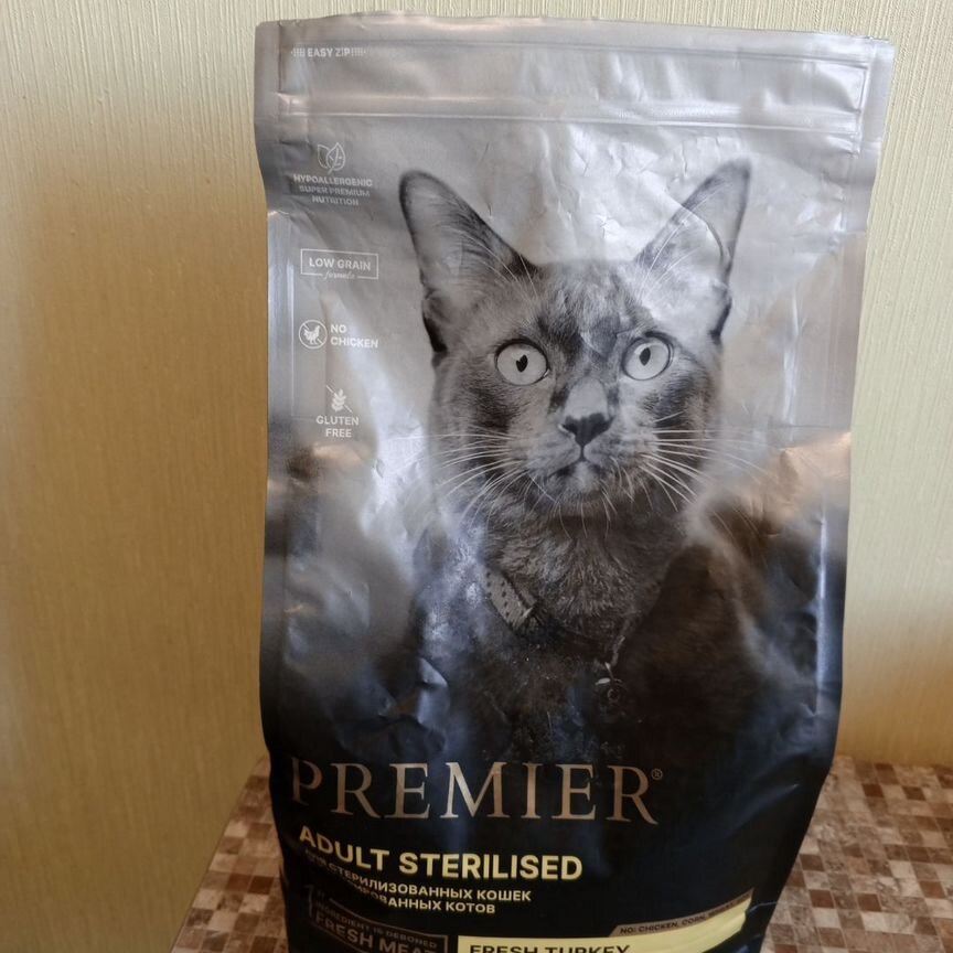 Корм для кошек 1кг 610 гр. Premier индейка
