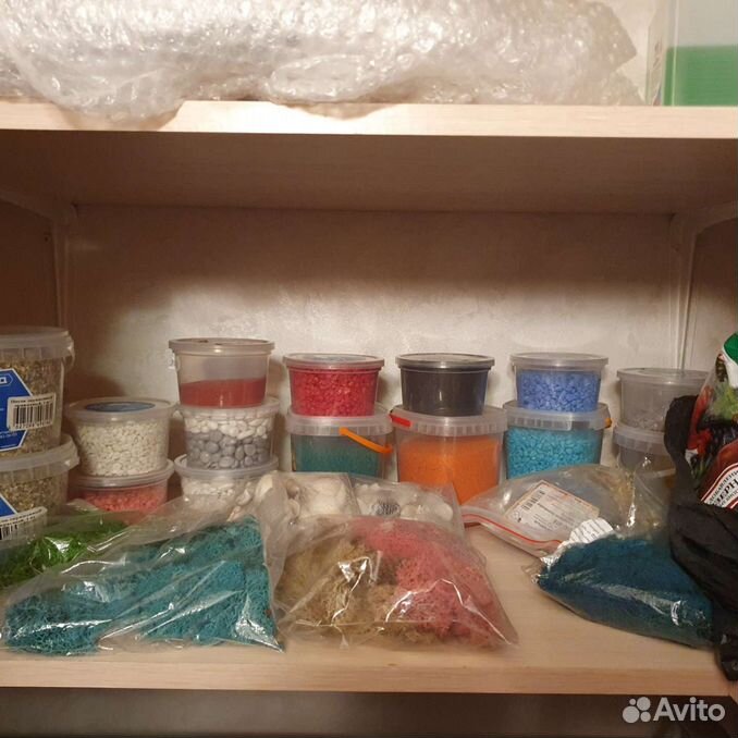 Набор камушков, песков, ракушек, мха