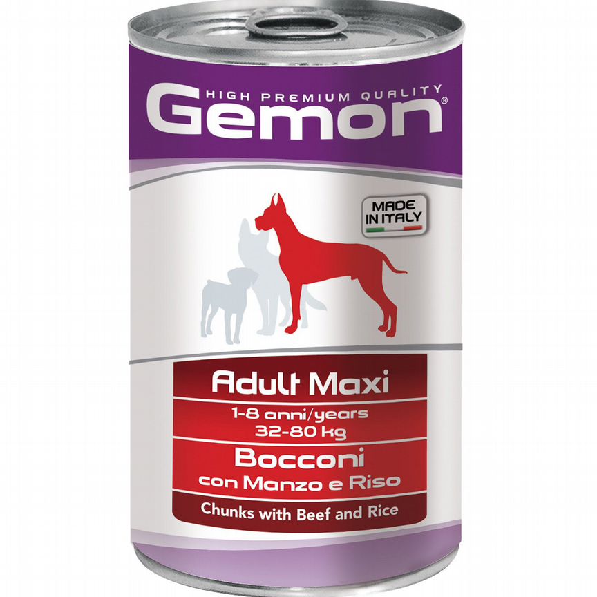 Влажный корм Gemon Dog Maxi кусочки с говядиной и