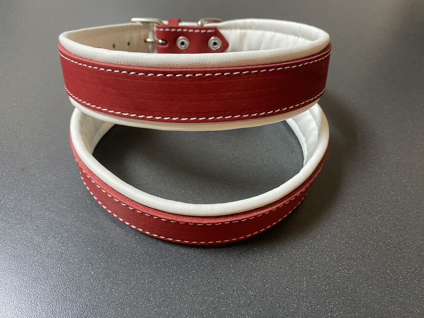 Ошейник для собак кожаный красный