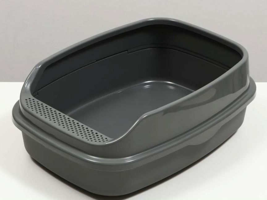 Туалет Айша XL с бортом 64 х 44 х 21 см серый FIX