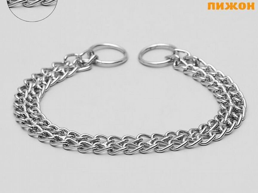 Ошейник-удавка металлический двухрядный - 5101414